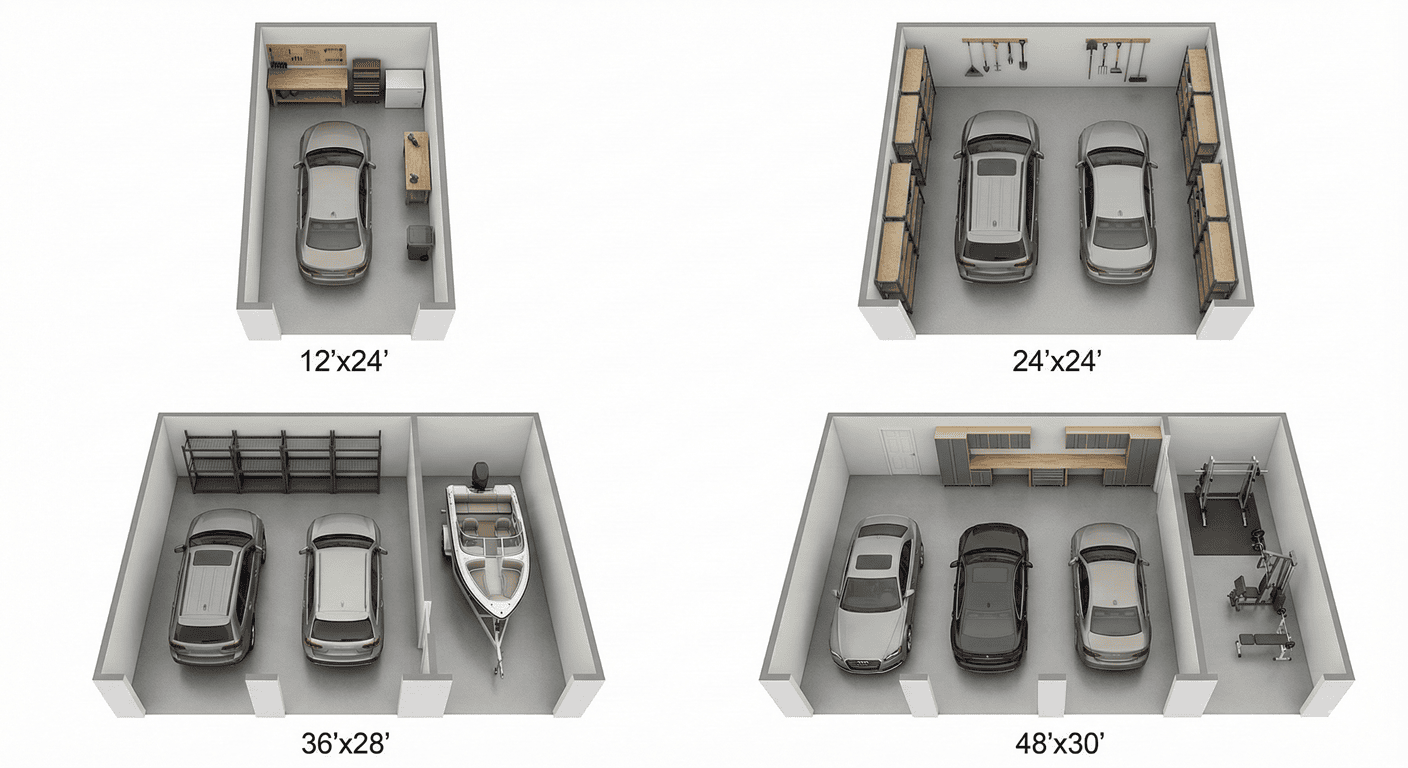 Standard Garage Dimensions & Sizes (1, 2, 3 & 4 Car Guide)